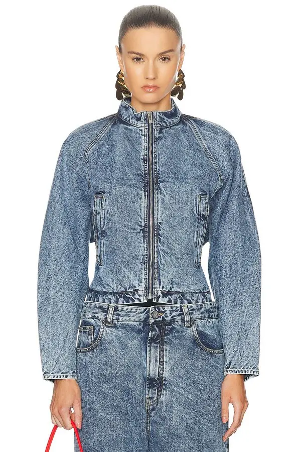 Alaïa Round Denim Jacket - Bleu Neige