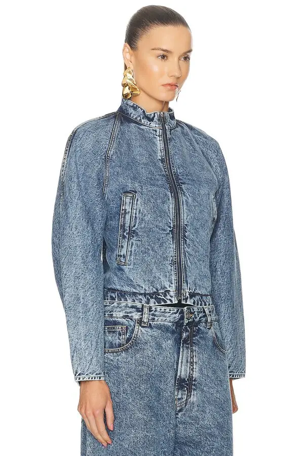 Alaïa Round Denim Jacket - Bleu Neige