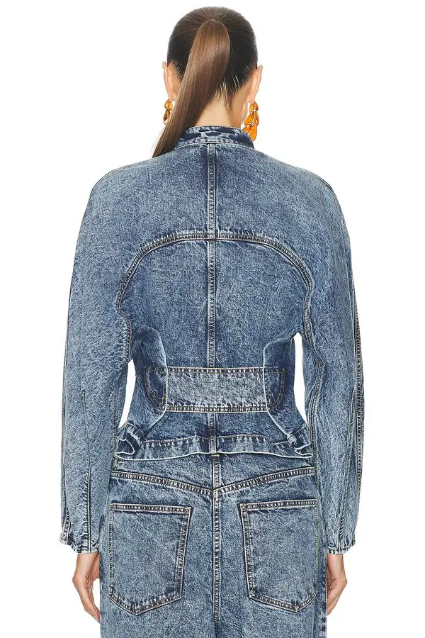 Alaïa Round Denim Jacket - Bleu Neige