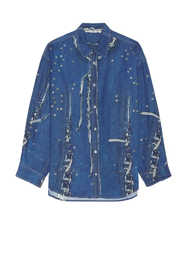Acne Studios Long Sleeve Shirt In Blue - Navy Multi