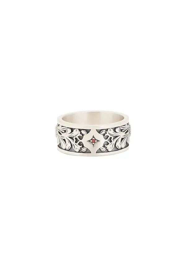 SERGE DENIMES Kabuto Ring In Metallic - Silver
