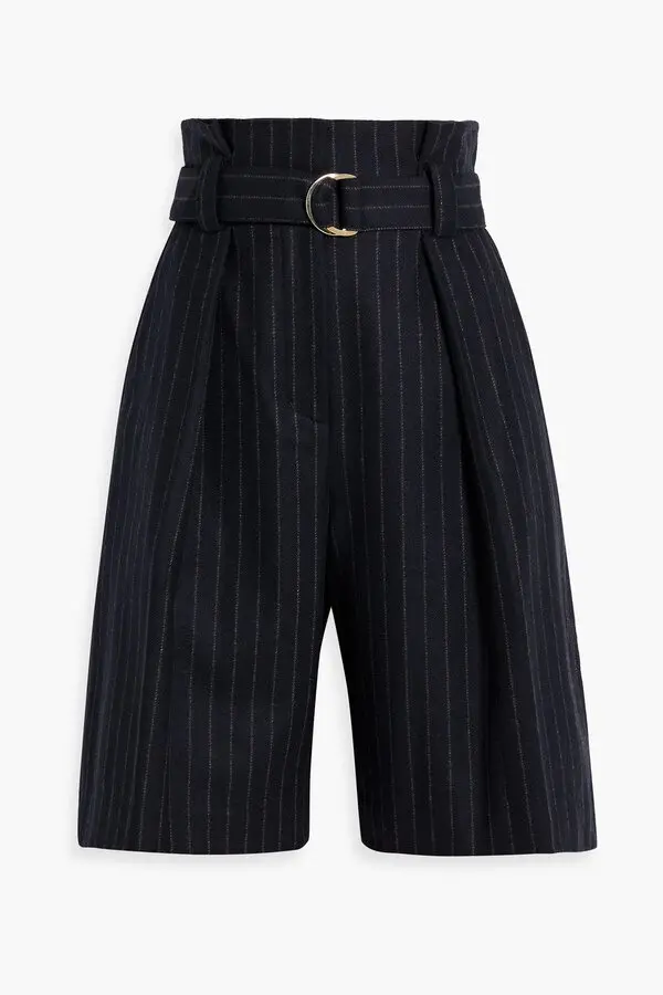 3.1 Phillip Lim Belted Pinstriped Wool-blend Shorts