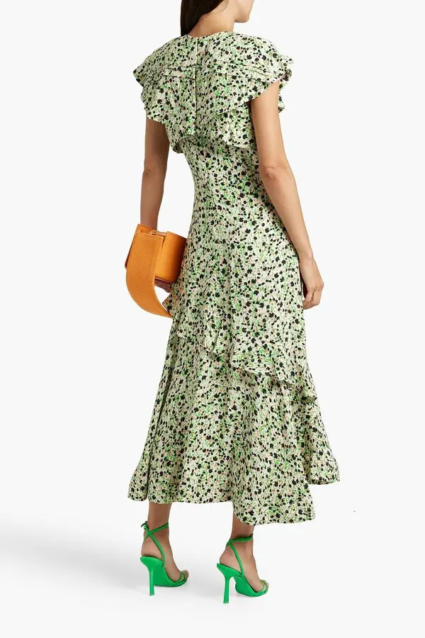 green emerald velvet dress Floating Iris Dress With Cascading Drape – 3.1 Phillip Lim