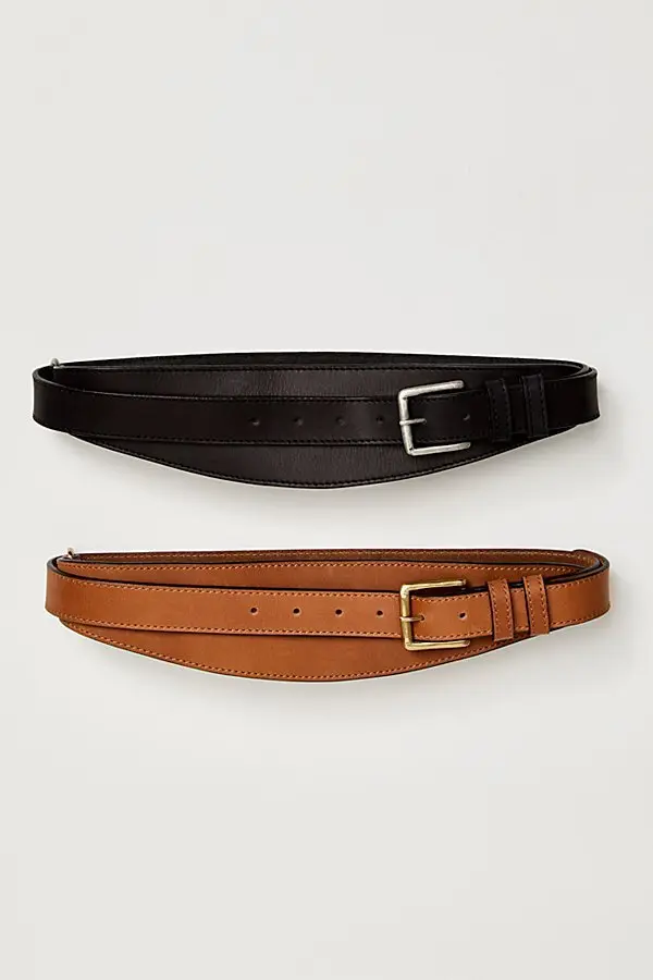 Free People Old Sport Leather Waist Belt In Black - 66% Off  display picture 2