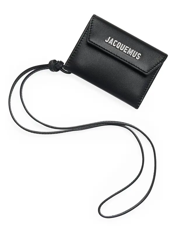 JACQUEMUS ブラックレザー 三つ折り財布 Jacquemus Le Porte Logo Leather Wallet - Black | Editorialist