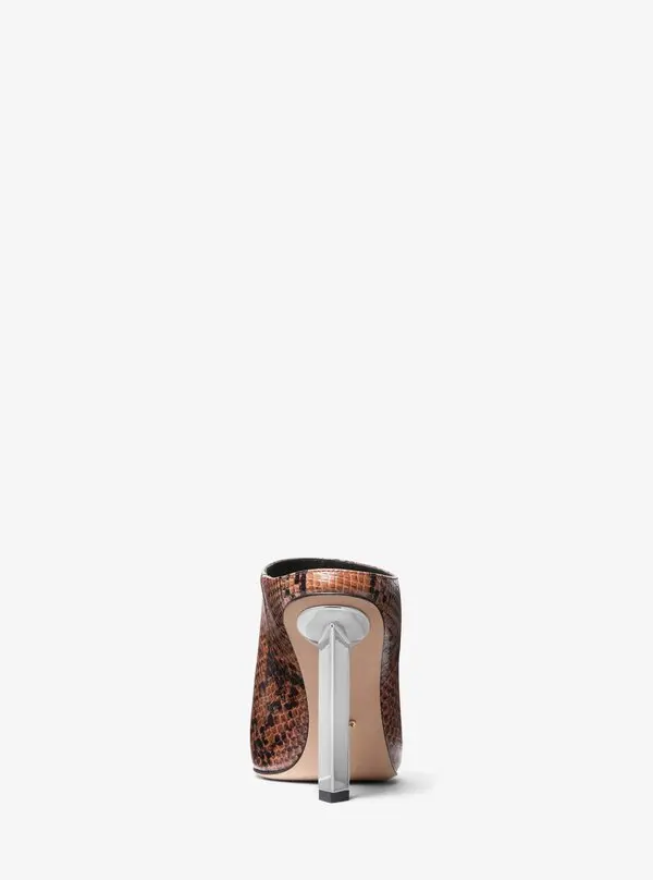 Michael Kors Halle Snake Embossed Leather Mule Pump