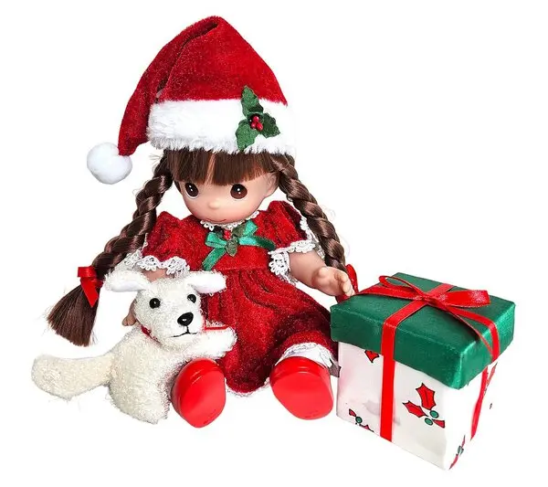 PRECIOUS MOMENTS Christmas Surprise Brunette Do Ll - One-color