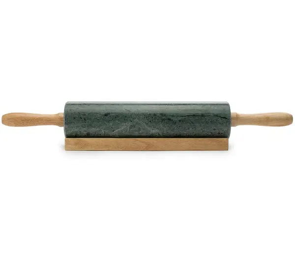 FOX RUN Green Marble Rolling Pin With Base