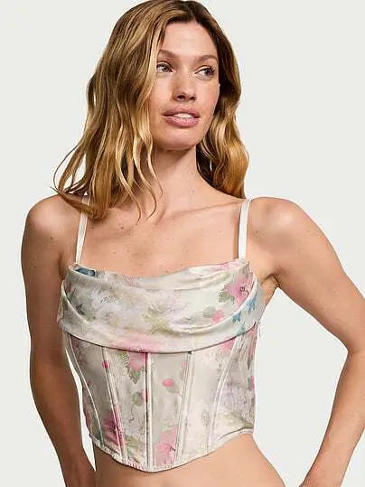 Victoria's Secret Satin Draped Corset Top - Floral