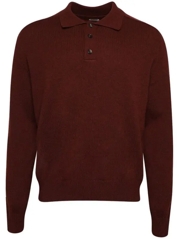 BODE Knitted Cashmere Polo Shirt - Brown
