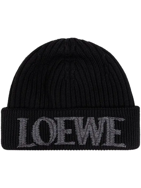 Loewe Logo-embroidered Beanie - Black