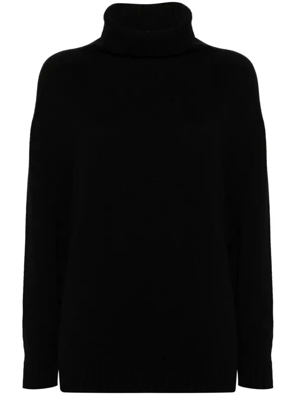Eric Bompard Hammer-sleeve Round-neck Sweater - Black