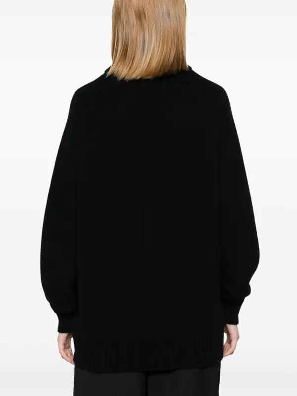 Eric Bompard Hammer-sleeve Round-neck Sweater - Black