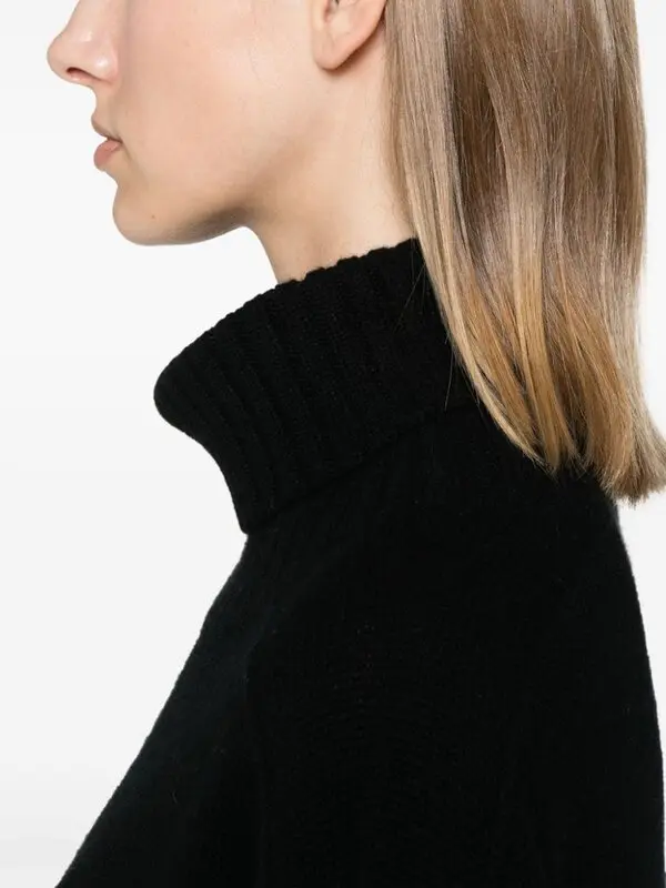 Eric Bompard Hammer-sleeve Round-neck Sweater - Black