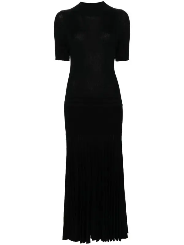 Eric Bompard Pleated Maxi Dress - Black