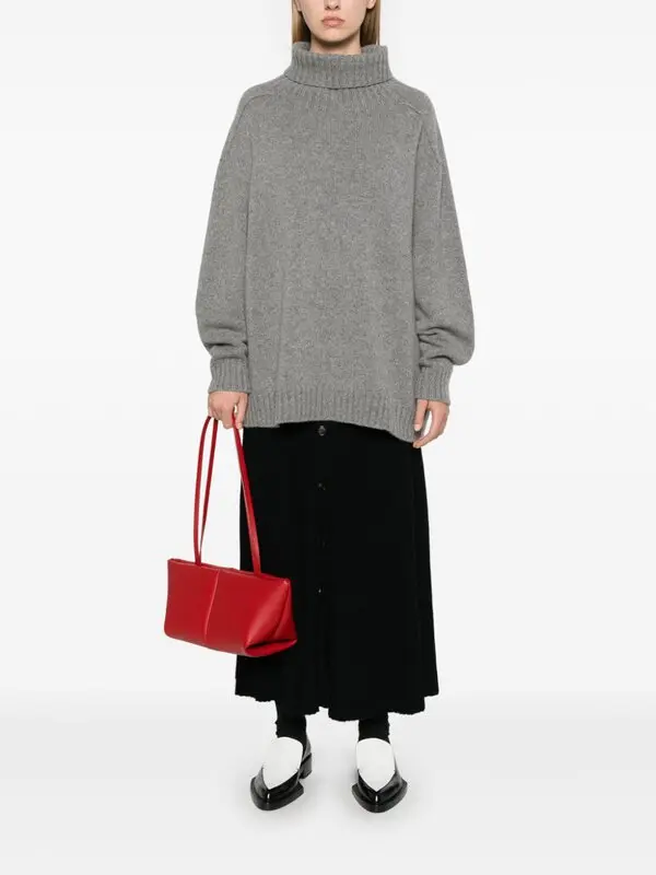 Eric Bompard Hammer-sleeve Round-neck Sweater - Grey