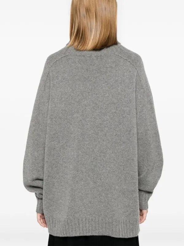 Eric Bompard Hammer-sleeve Round-neck Sweater - Grey