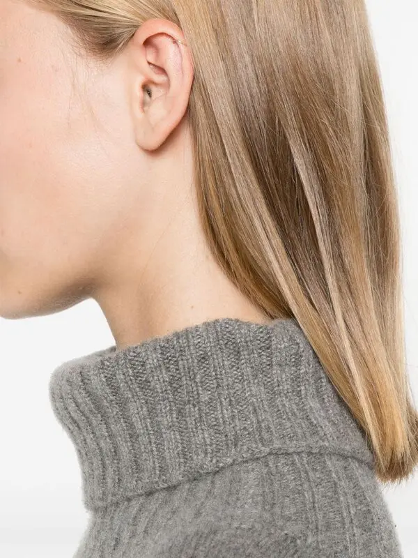 Eric Bompard Hammer-sleeve Round-neck Sweater - Grey