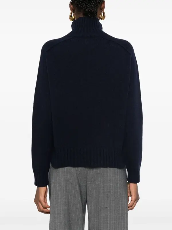 Eric Bompard Hammer-sleeve High-neck Sweater - Blue