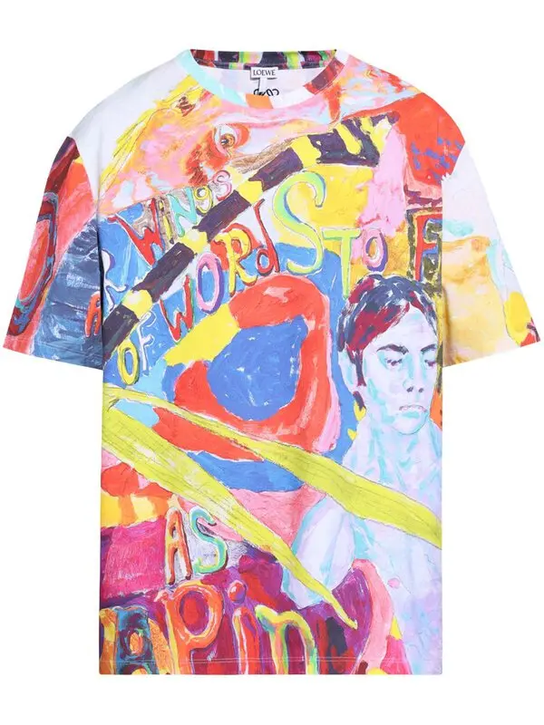 Loewe Graphic-print Cotton T-shirt - Pink