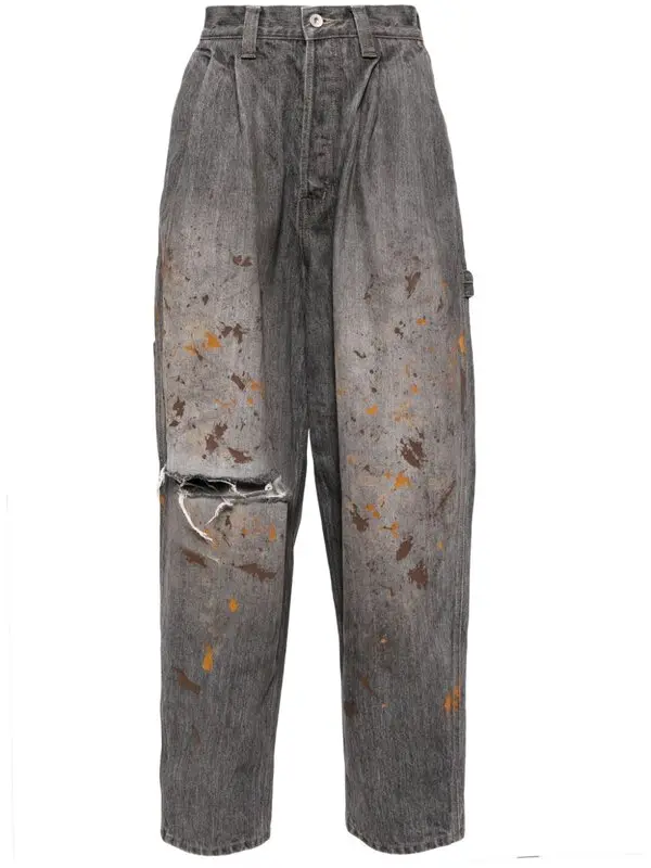 DOUBLET Spray-paint Effect Tapered Jeans