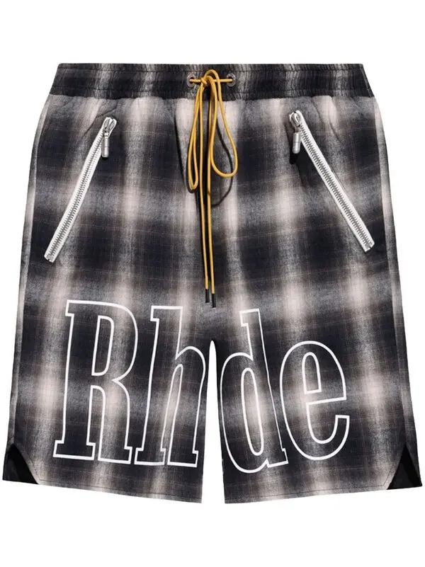 Rhude Check-print Track Shorts - Black