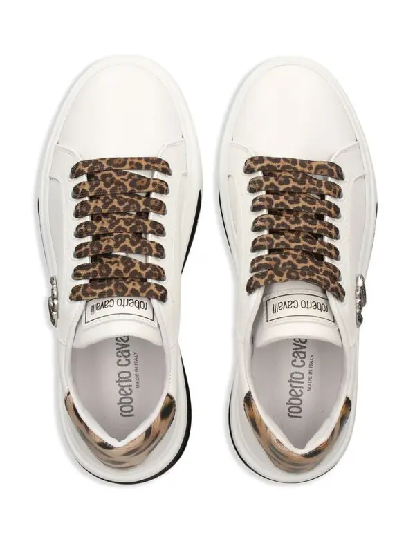 Roberto Cavalli Snake-plaque Leather Sneakers