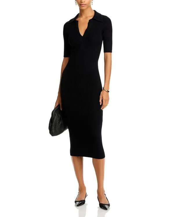 linen black midi dress Florence Smocked Linen Midi Dress
