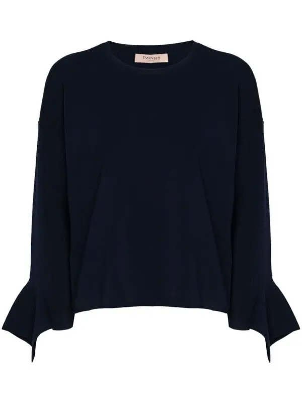 TWINSET Ruffled Crew-neck Sweater