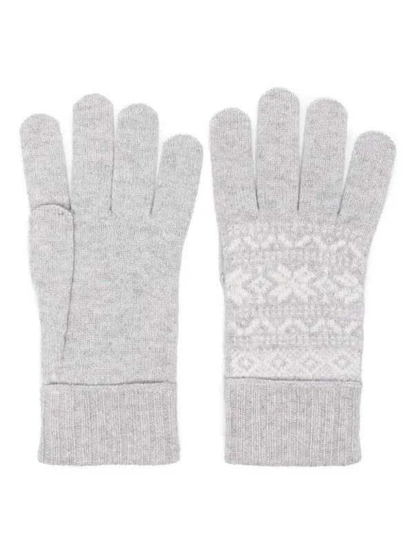 Eleventy Patterned Intarsia Knit Gloves - Grey