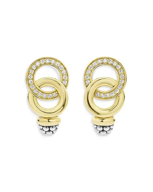 Lagos 18k Yellow Gold & Sterling Silver Diamond Earrings - Gold/silver