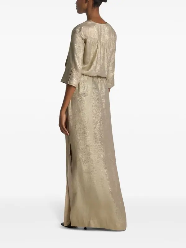 St. John Metallic Maxi Dress In Gold - 60% Off | Editorialist