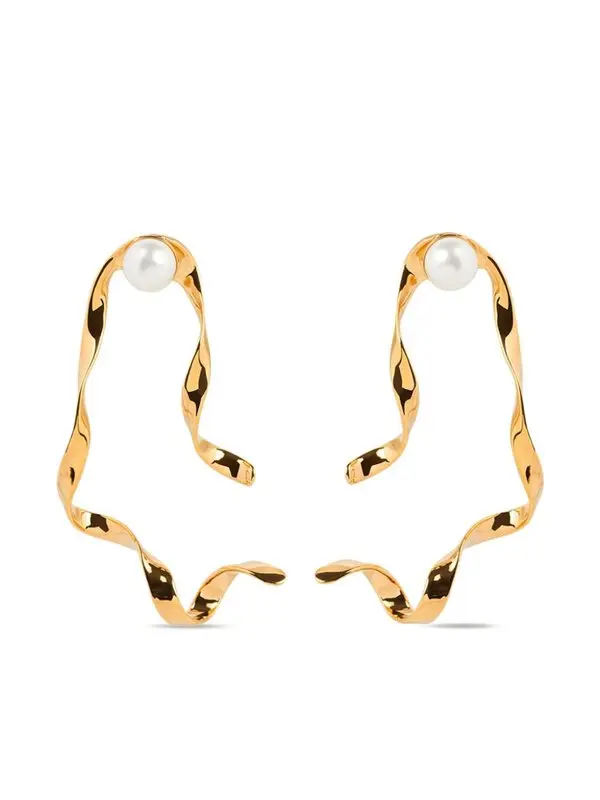 Dries Van Noten Wave Stud Earrings - Gold