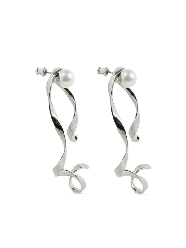 Dries Van Noten Wave Stud Earrings - Silver