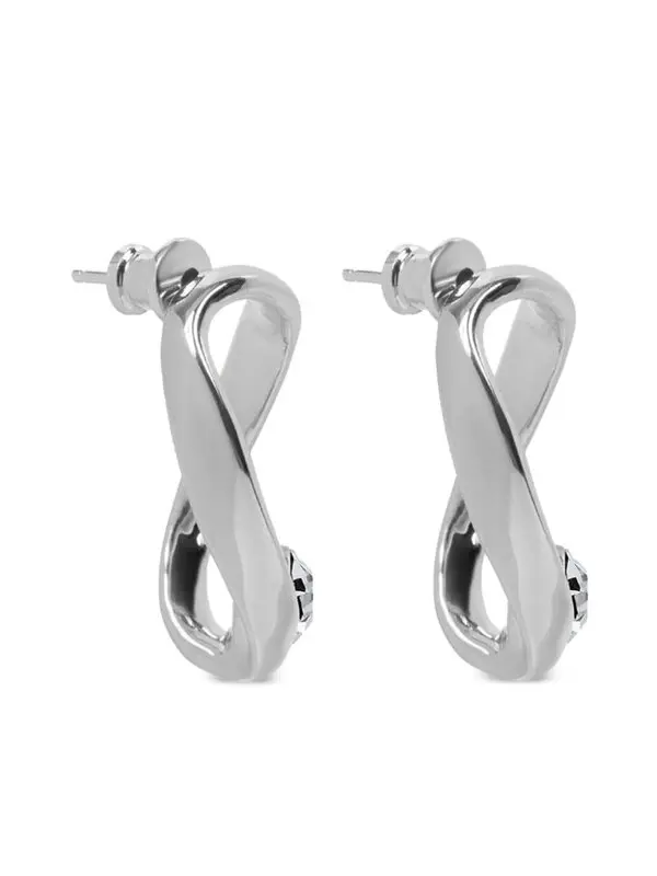 Dries Van Noten Oval Hoop Earrings - Silver