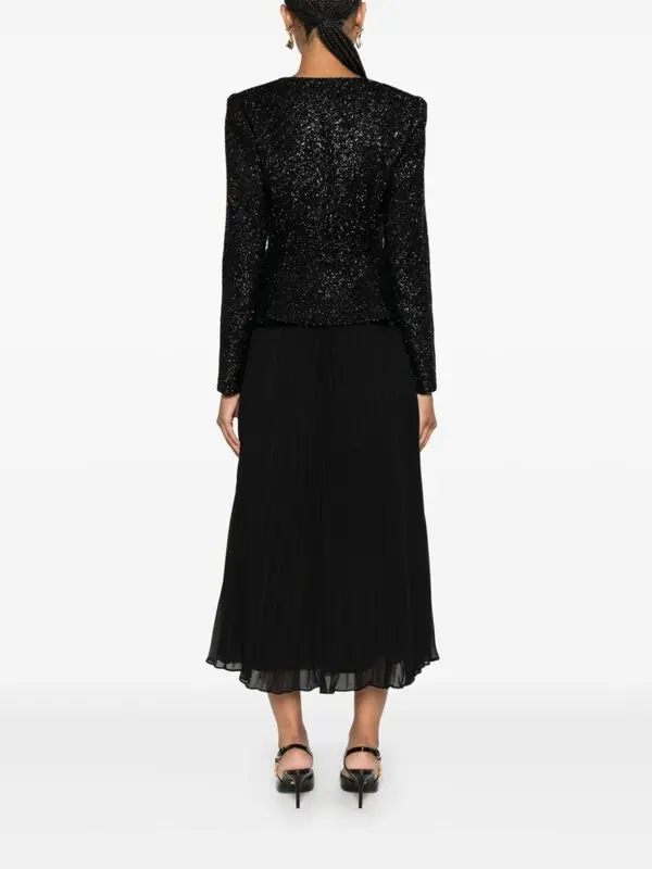 white christmas dresses Black Boucle Sleeveless Midi Dress – self-portrait-US main image 0