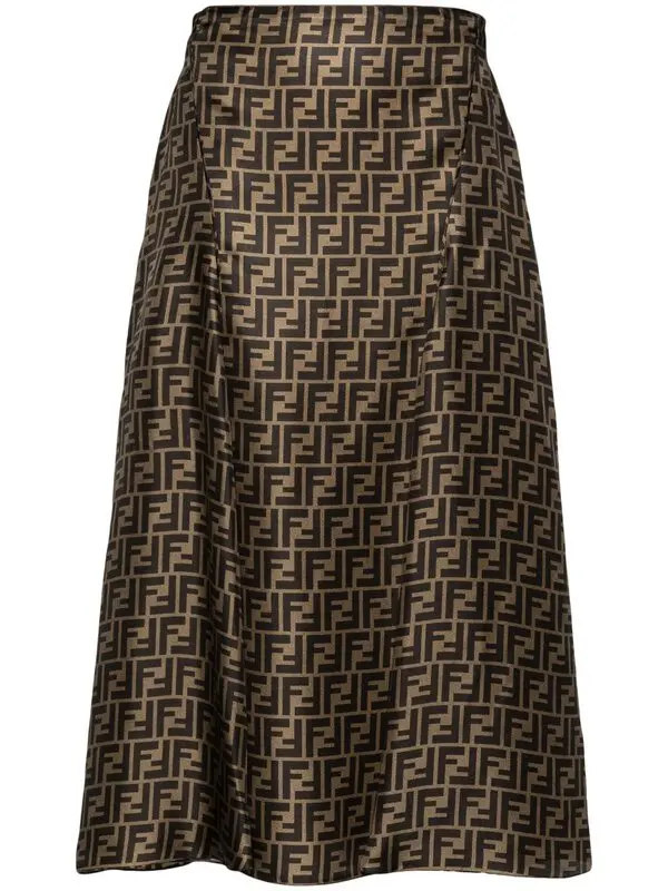 Fendi Ff-pattern Print Midi Skirt