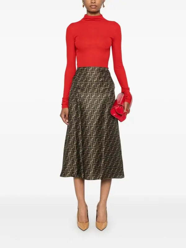 Fendi Ff-pattern Print Midi Skirt