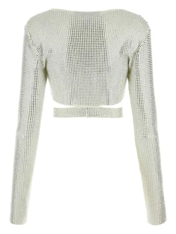 ANDREĀDAMO Crystal-embellished Blouse - White