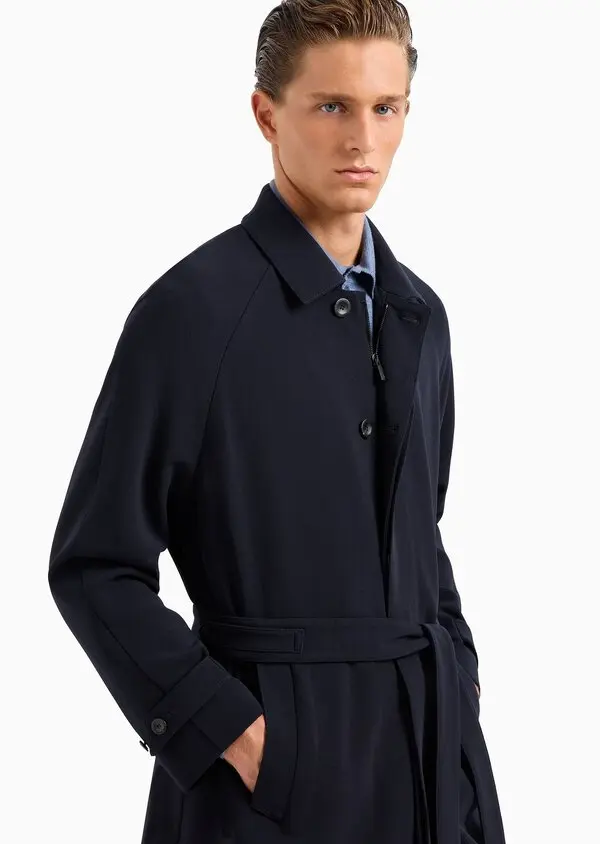 Giorgio Armani Wool Double Crêpe Trench Coat