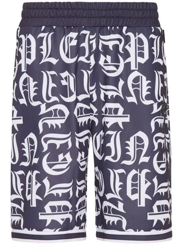 Philipp Plein All-over Logo-print Shorts - Blue