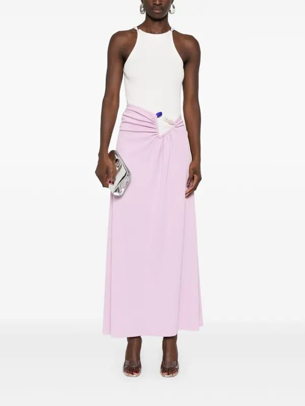 Christopher Esber Tri-crystal Ruched Maxi Skirt