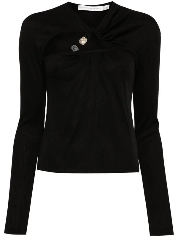 Christopher Esber Tri Crystal-stone Long-sleeve Top