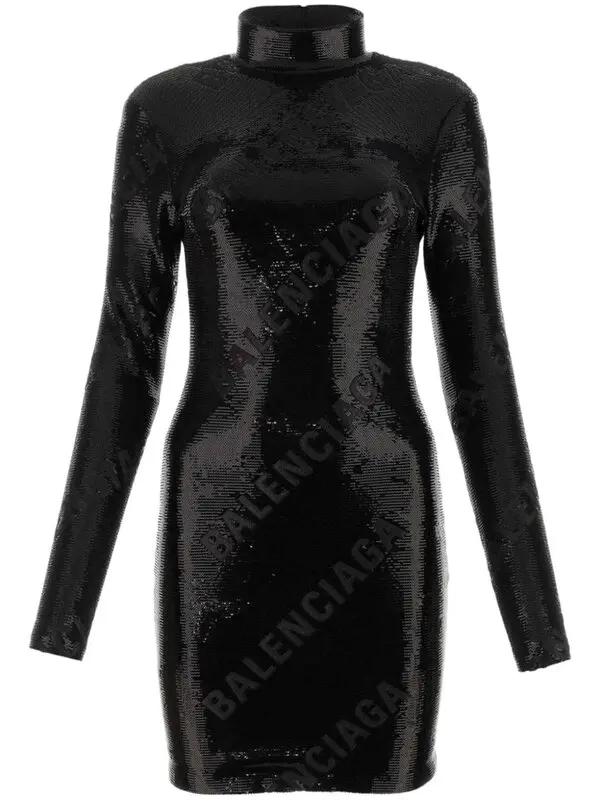 Balenciaga All-over Logo Sequin Mini Dress