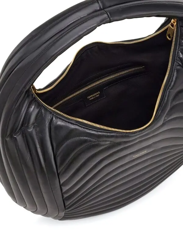 Ferragamo Quilted Hobo Bag - Black - 7% Off | Editorialist