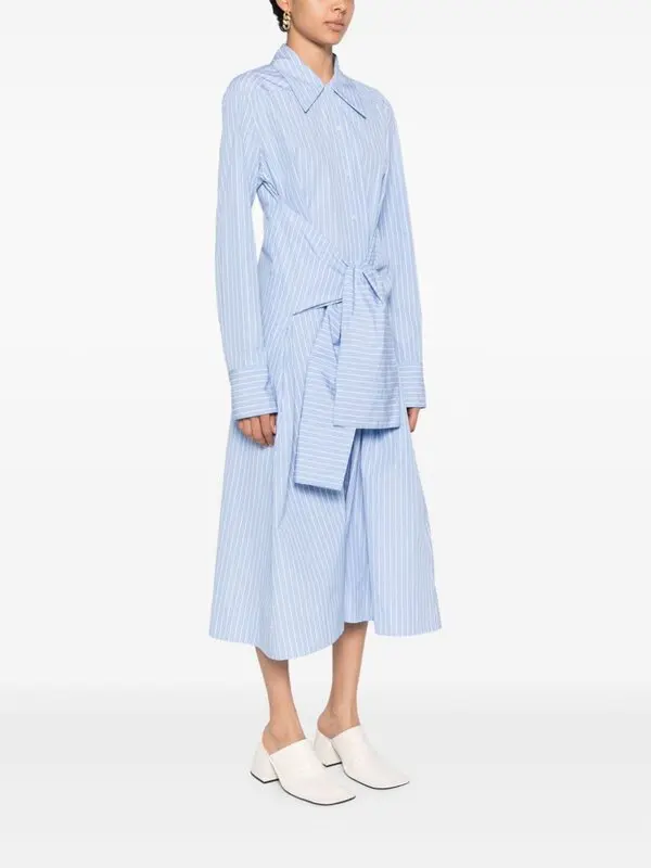 JIL SANDER Striped Cotton Midi Dress