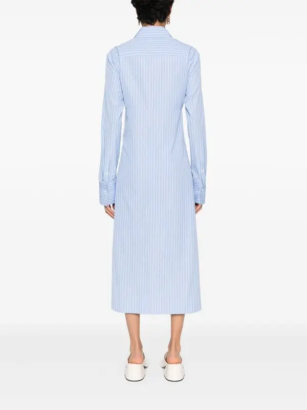 JIL SANDER Striped Cotton Midi Dress
