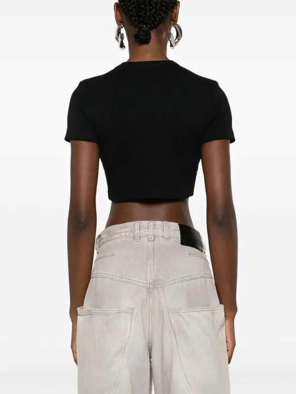 Gcds Logo Cropped T-shirt - Black