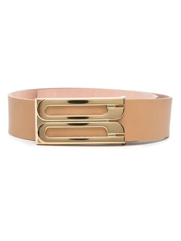 Victoria Beckham Jumbo Frame Leather Belt - Neutrals