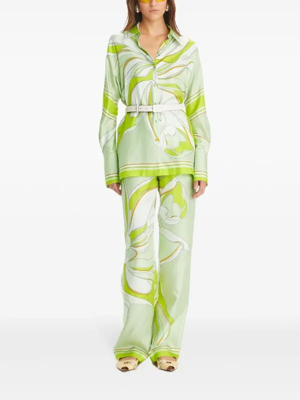 Tory Burch Printed Silk Pants - Green